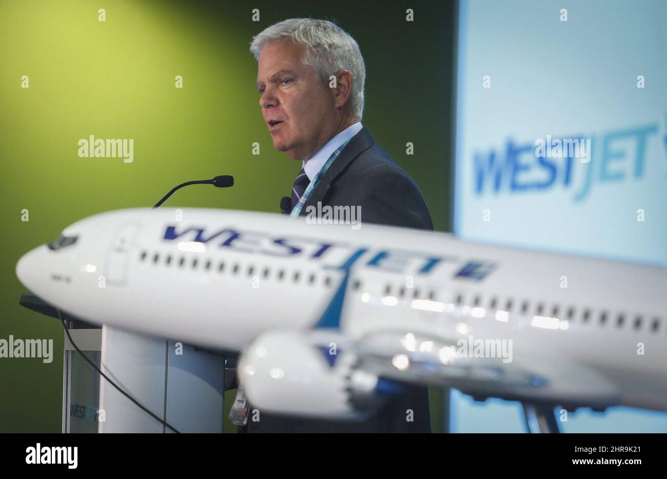 Gregg Saretsky, president and CEO of WestJet, addresses the airline's ...