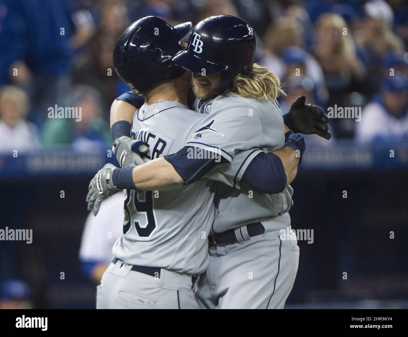 Tampa Bay Rays right fielder Taylor Motter (38) celebrates his first ...