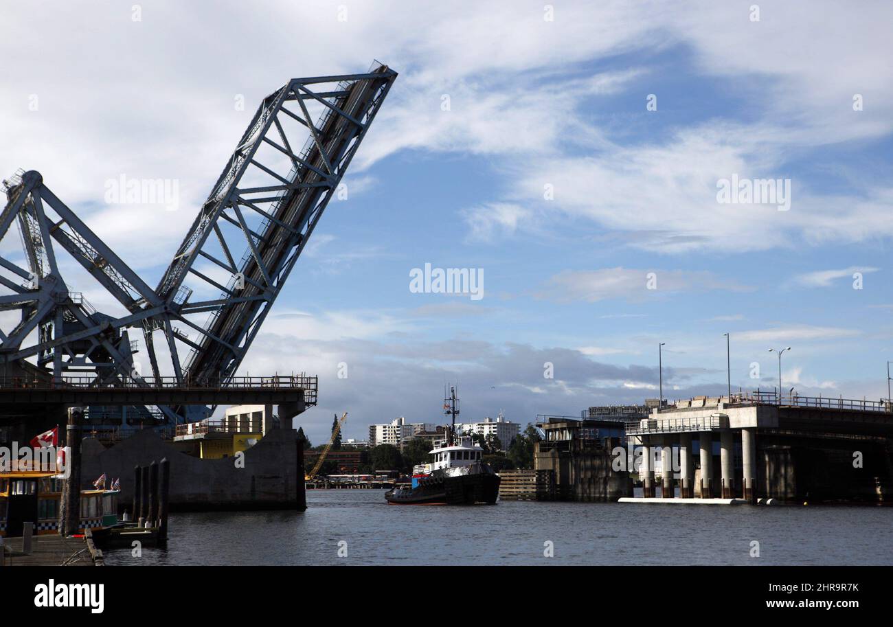 The old Blue Bridge rises for large ships passing through The Johnson ...