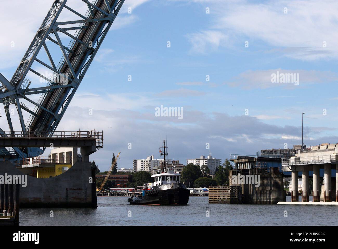 The old Blue Bridge rises for large ships passing through The Johnson ...
