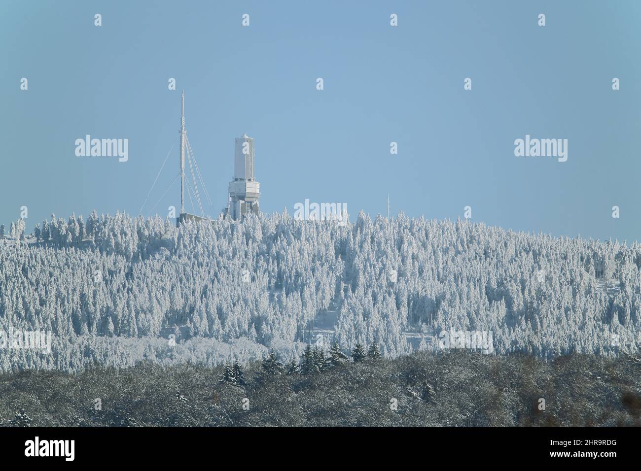 View of Großer Feldberg with a winter landscape, 880m, Taunus, Hesse ...