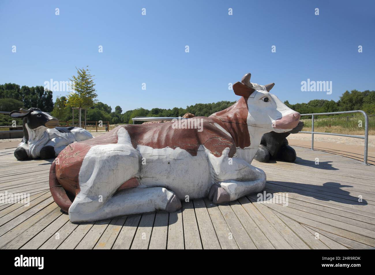 Cow figure, cattle carousel at the RheinMain Regional Park in Eschborn ...