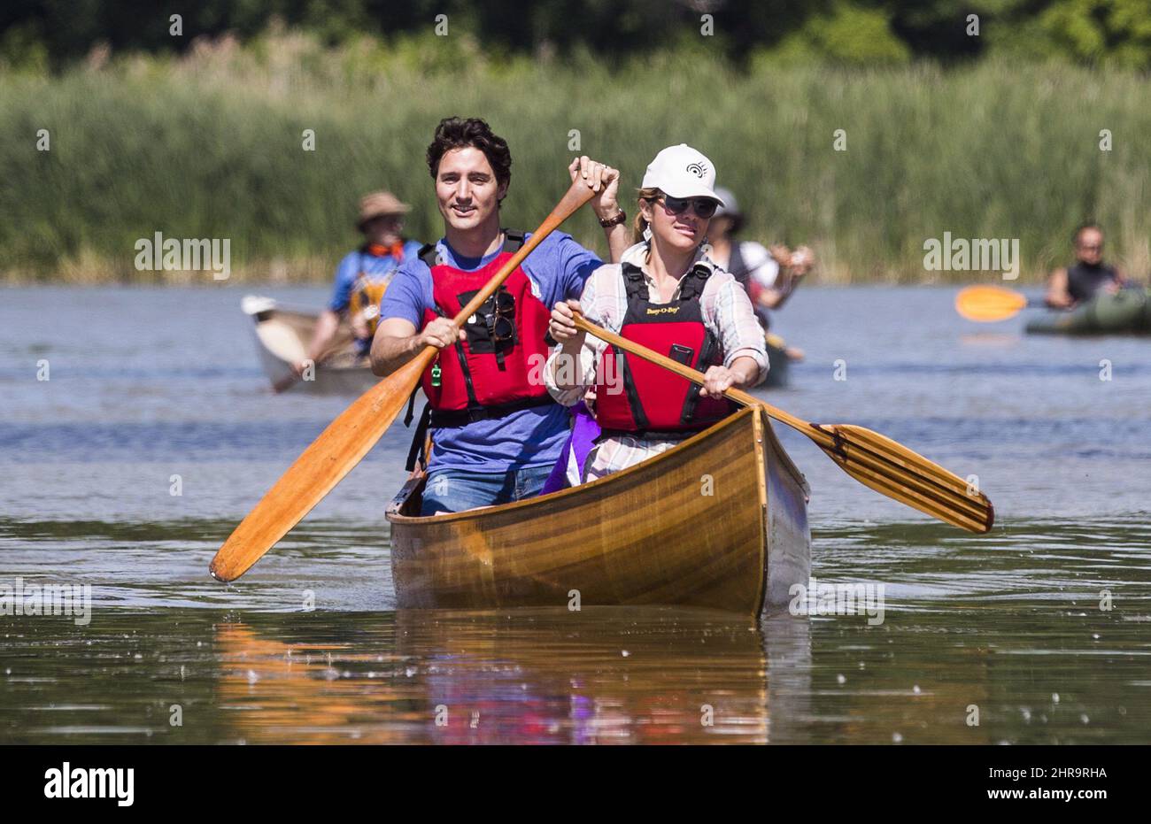 Prime Minister Justin Trudeau, his wife, Sophie Gregoire Trudeau, and ...