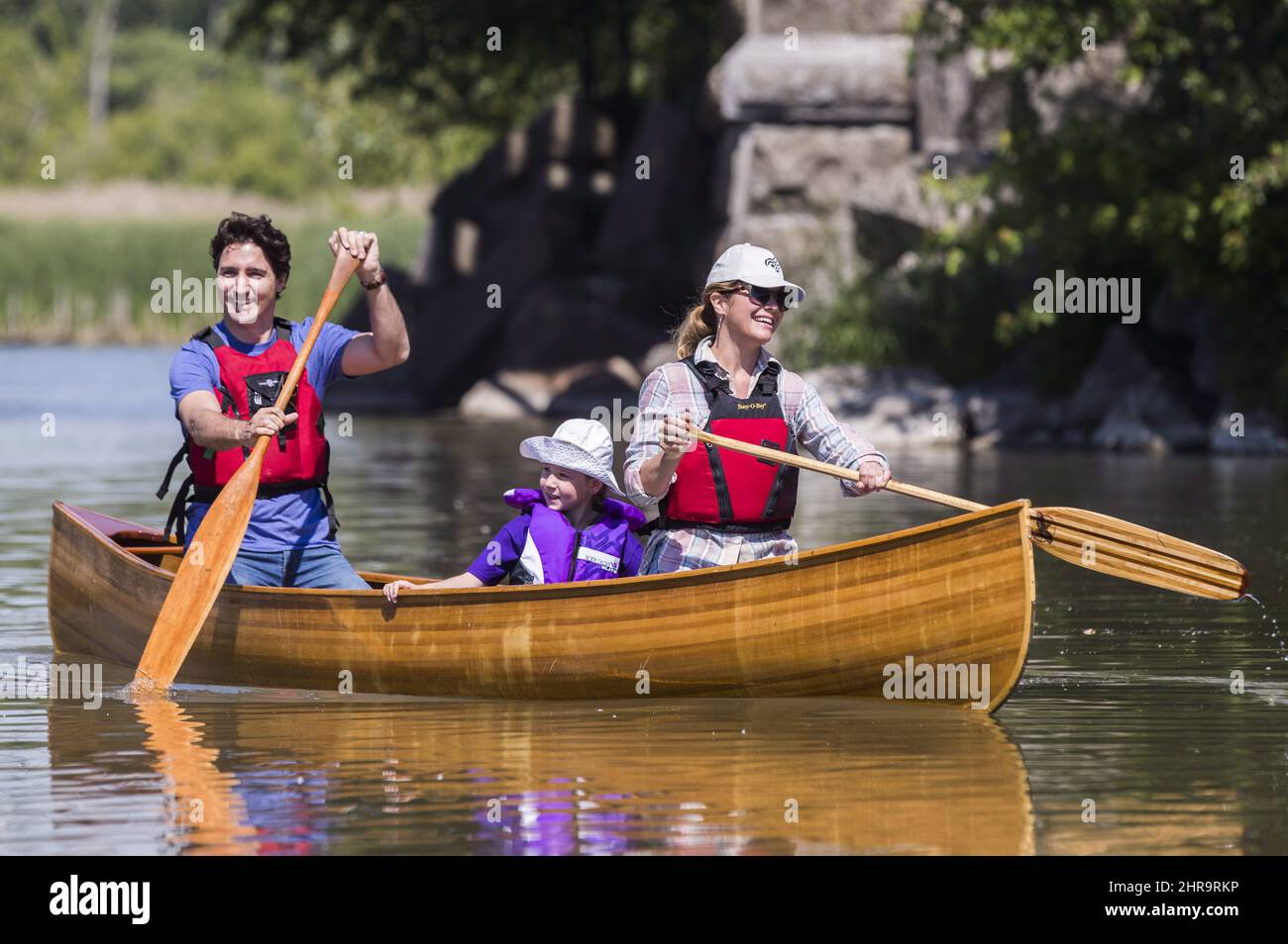 Prime Minister Justin Trudeau, his wife, Sophie Gregoire Trudeau, and ...