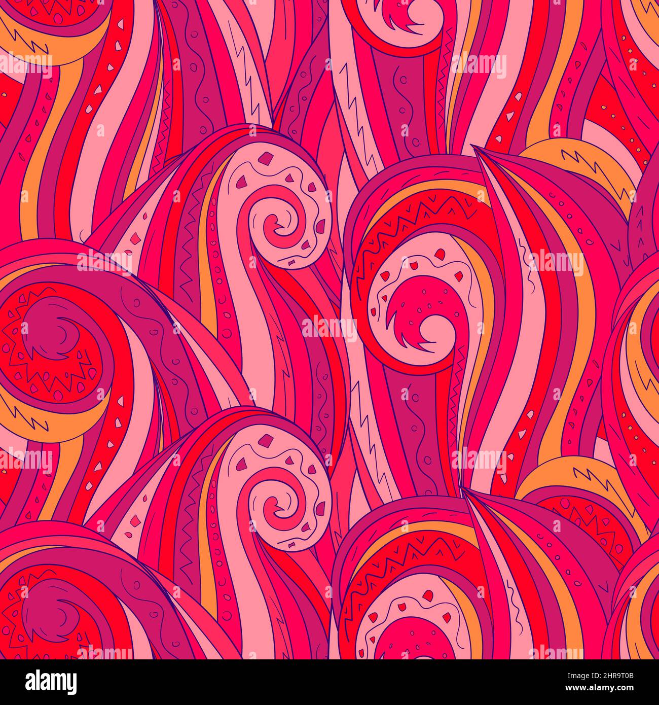 Seamless background with abstract waves. Freehand illustration Stock ...