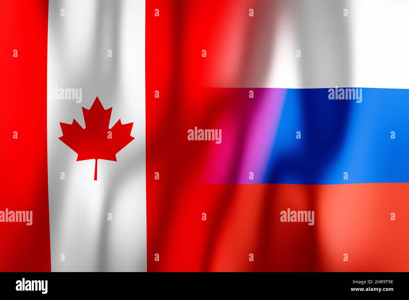 Flags of Canada and Russia - 3D illustration Stock Photo - Alamy