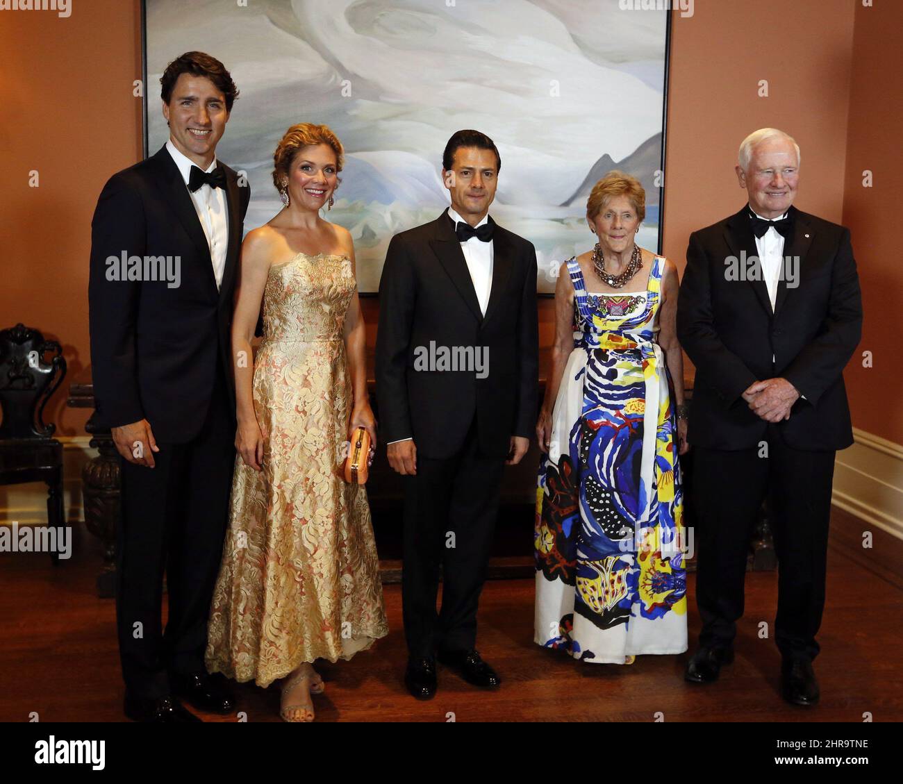 Prime Minister Justin Trudeau, left to right, his wife, Sophie Gregoire Trudeau and Mexican ...