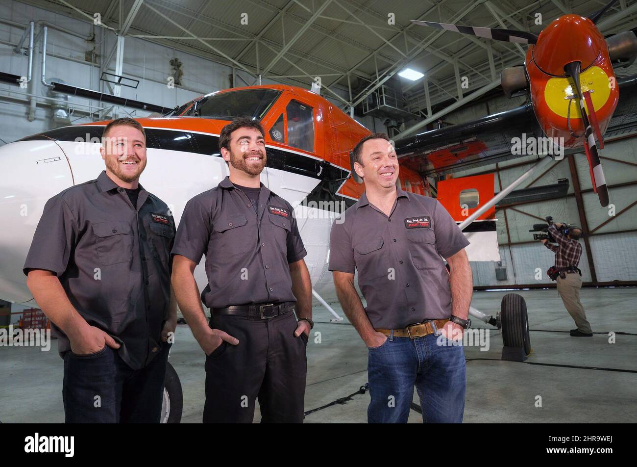 Kenn Borek Air pilots Wally Dobchuk, right, Sebastien Trudel, centre ...