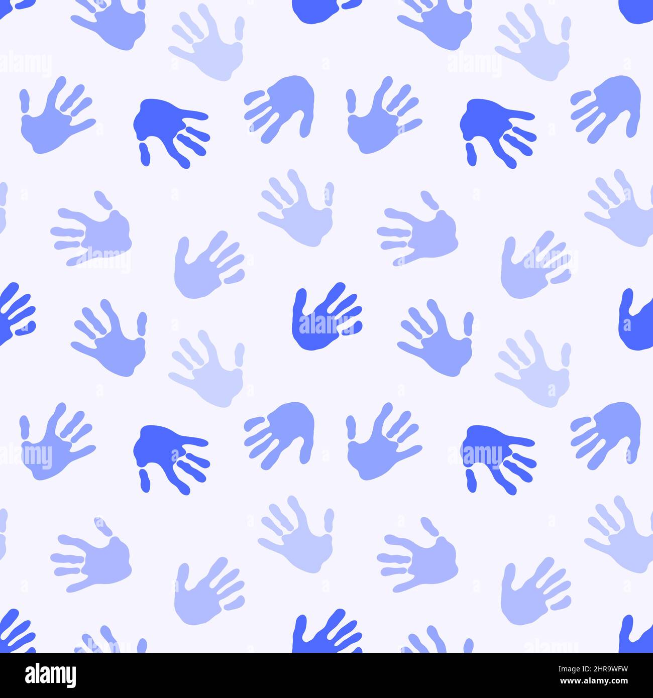 Seamless coloured handprint pattern for fabrics and packaging and gifts ...