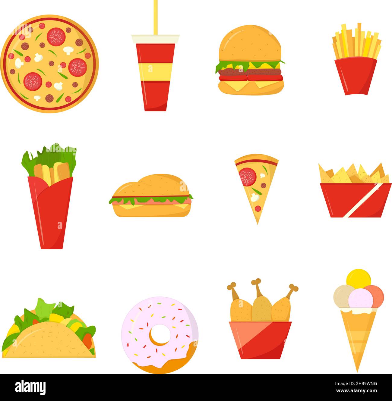 Fast food icons set, cartoon style hi-res stock photography and images ...