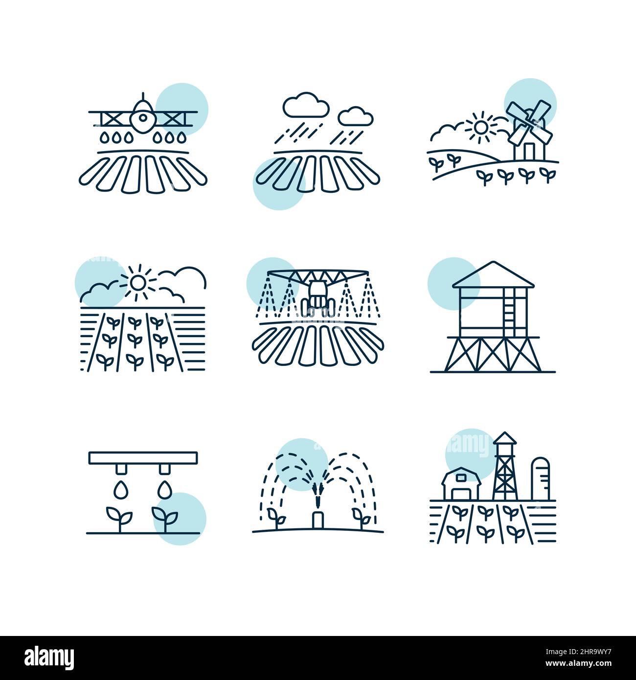 Farm Field isolated icon. Agriculture irrigation sign. Graph symbol for ...