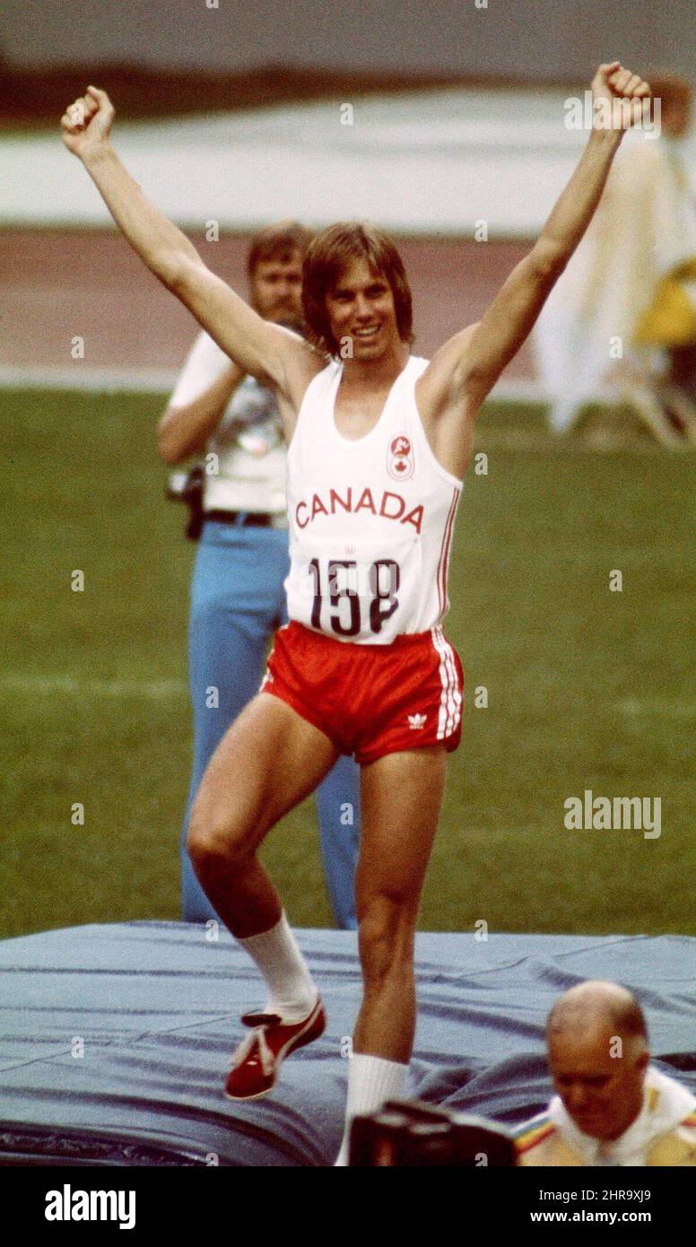 FILE - Twenty year-old Greg Joy, of Vancouver, reacts after completing ...