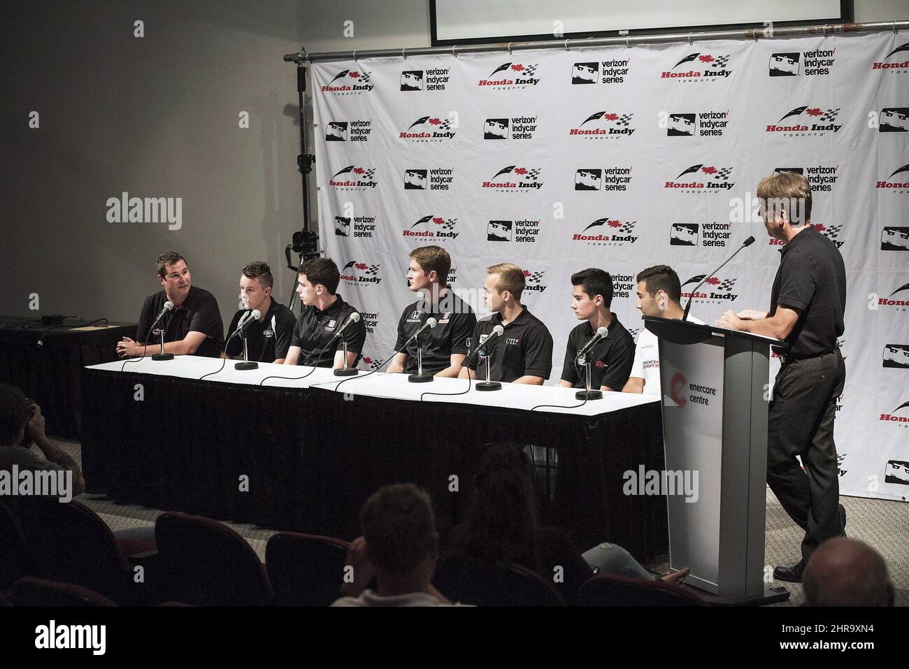 Jeff Atkinson, President of the Honda Indy Toronto, left, speaks ...