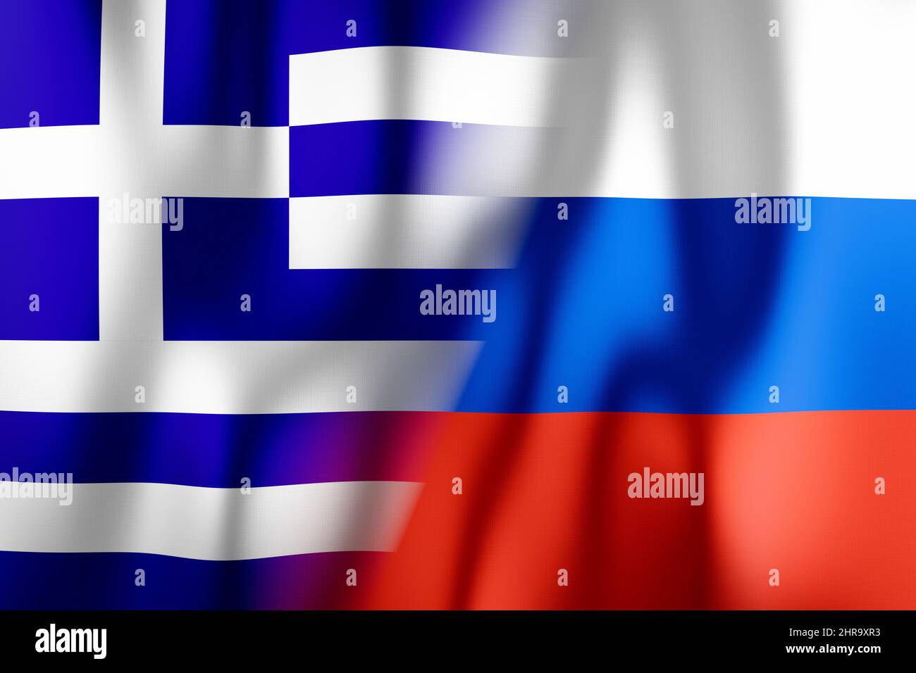 Flags of Greece and Russia - 3D illustration Stock Photo - Alamy
