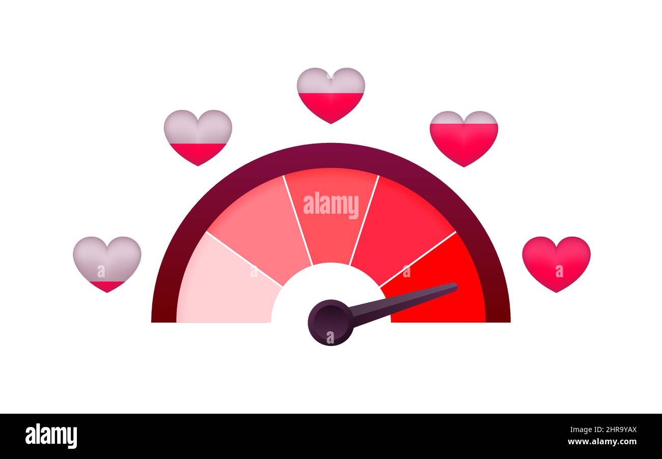 Love meter, heart indicator. Valentines day concept. High speed. Vector ...