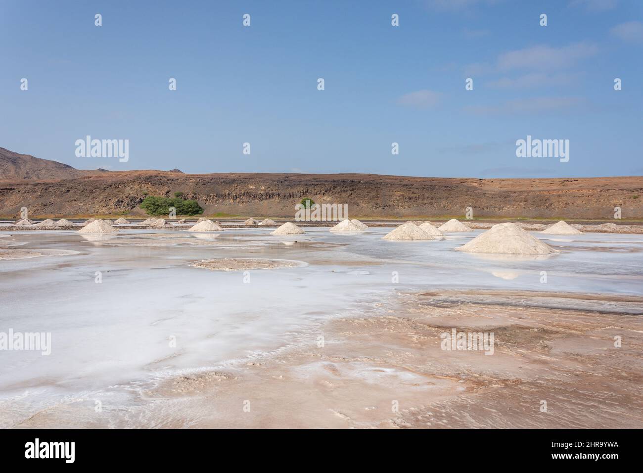 Salt pans in crater lake, Pedra de Lume, Sal (IIha do Sal), República ...