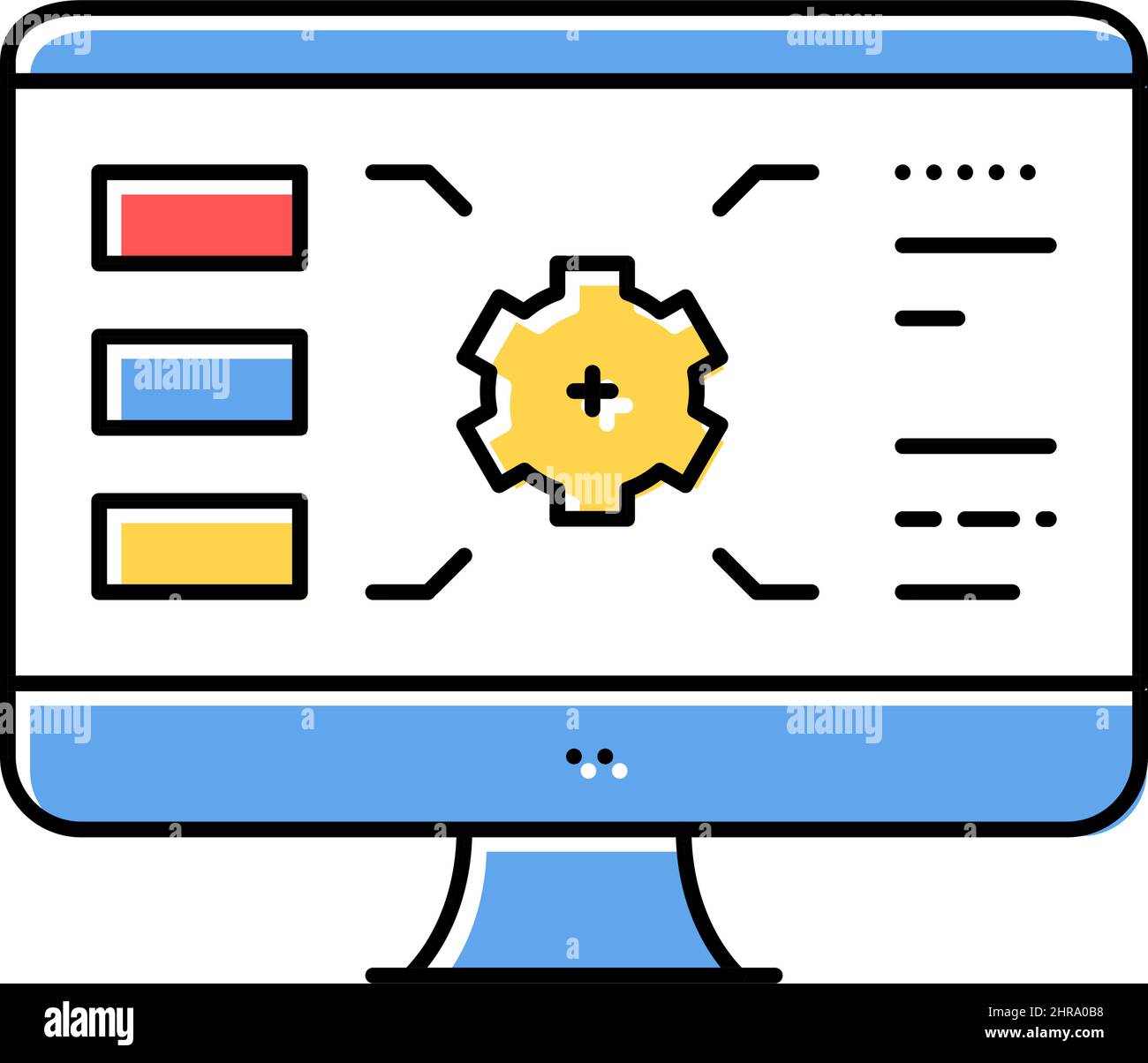 gear characteristics on computer screen color icon vector illustration ...