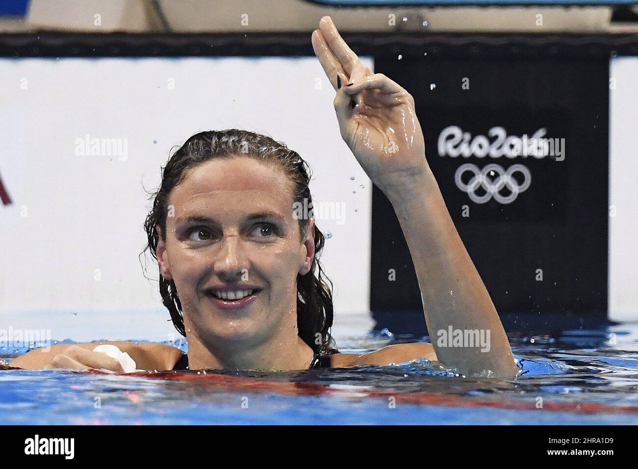 Hungary's Katinka Hosszu celebrates after setting a new world record ...