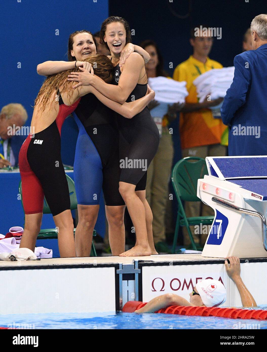 Canada's Taylor Ruck, left to right, Brittany MacLean, Katerine Savard ...