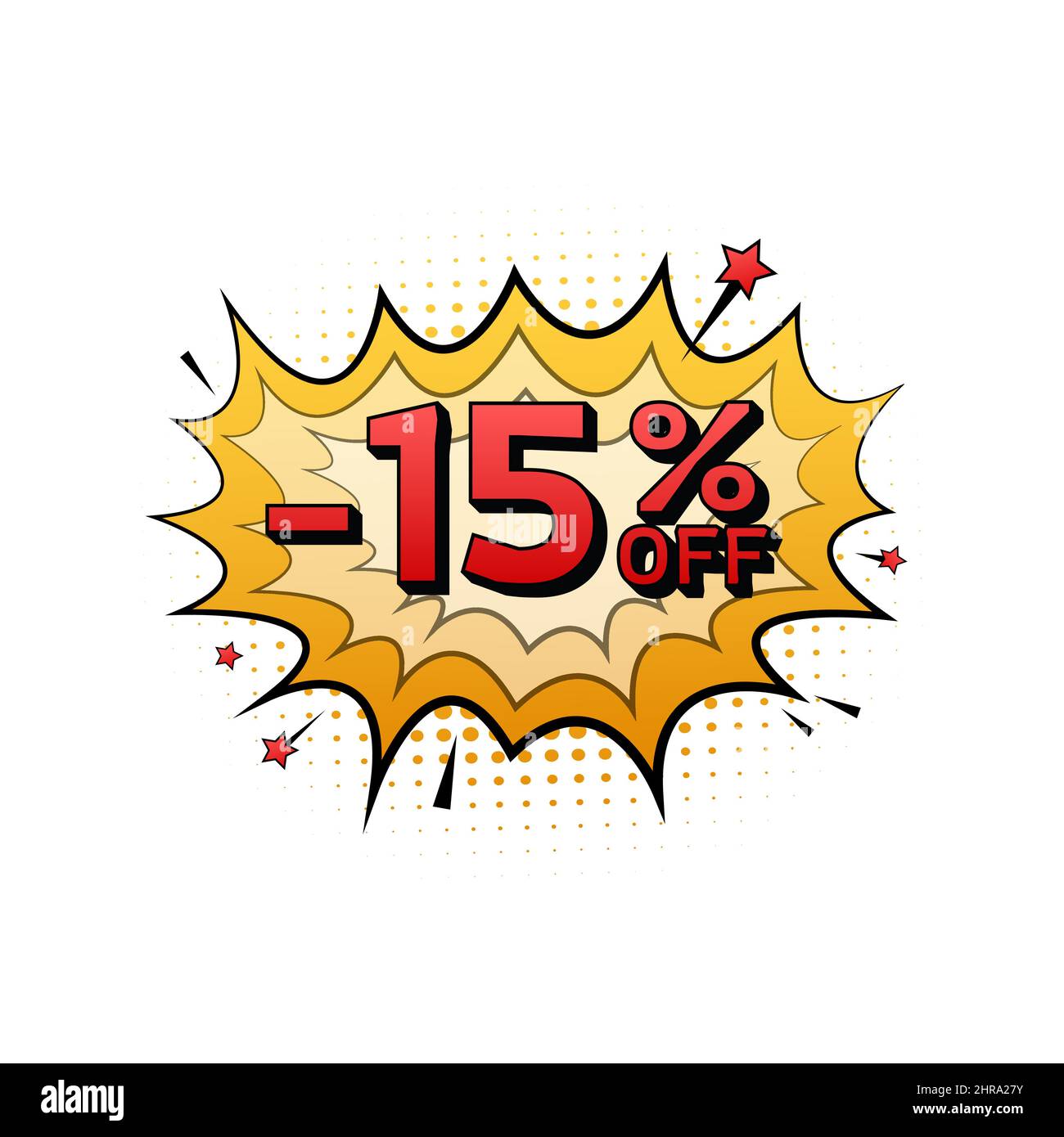 Comic speech bubbles with 15 percent OFF Sale Discount . Neon itch icon ...