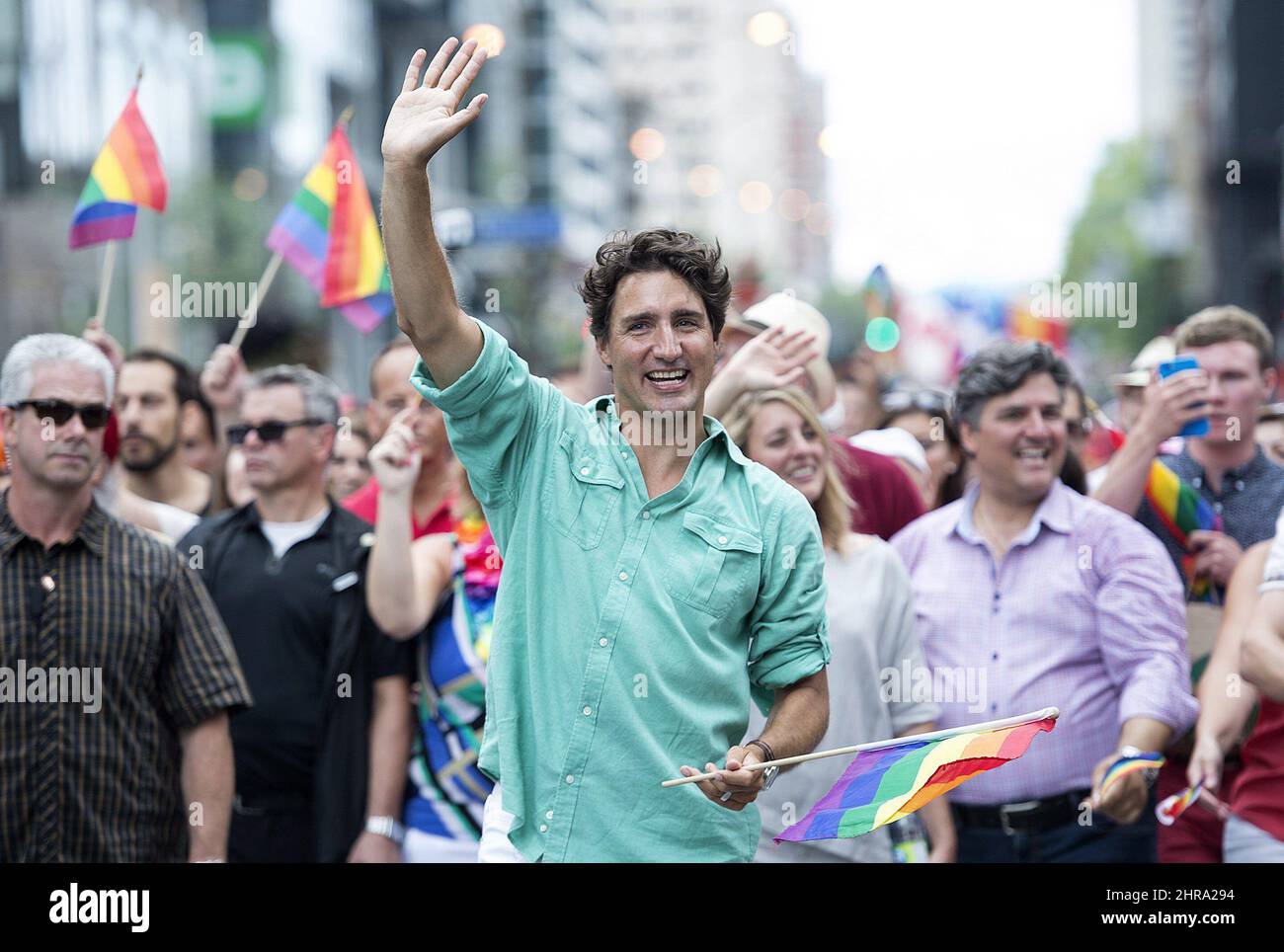 Prime Minister Justin Trudeau waves to the crowd as he attends the ...