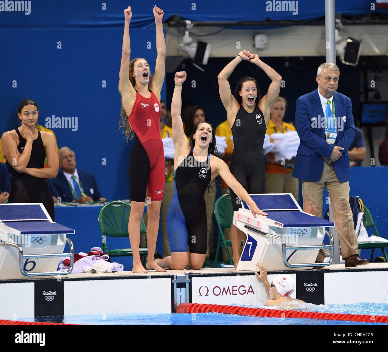 Canada's Taylor Ruck, left to right, Brittany MacLean, Katerine Savard ...