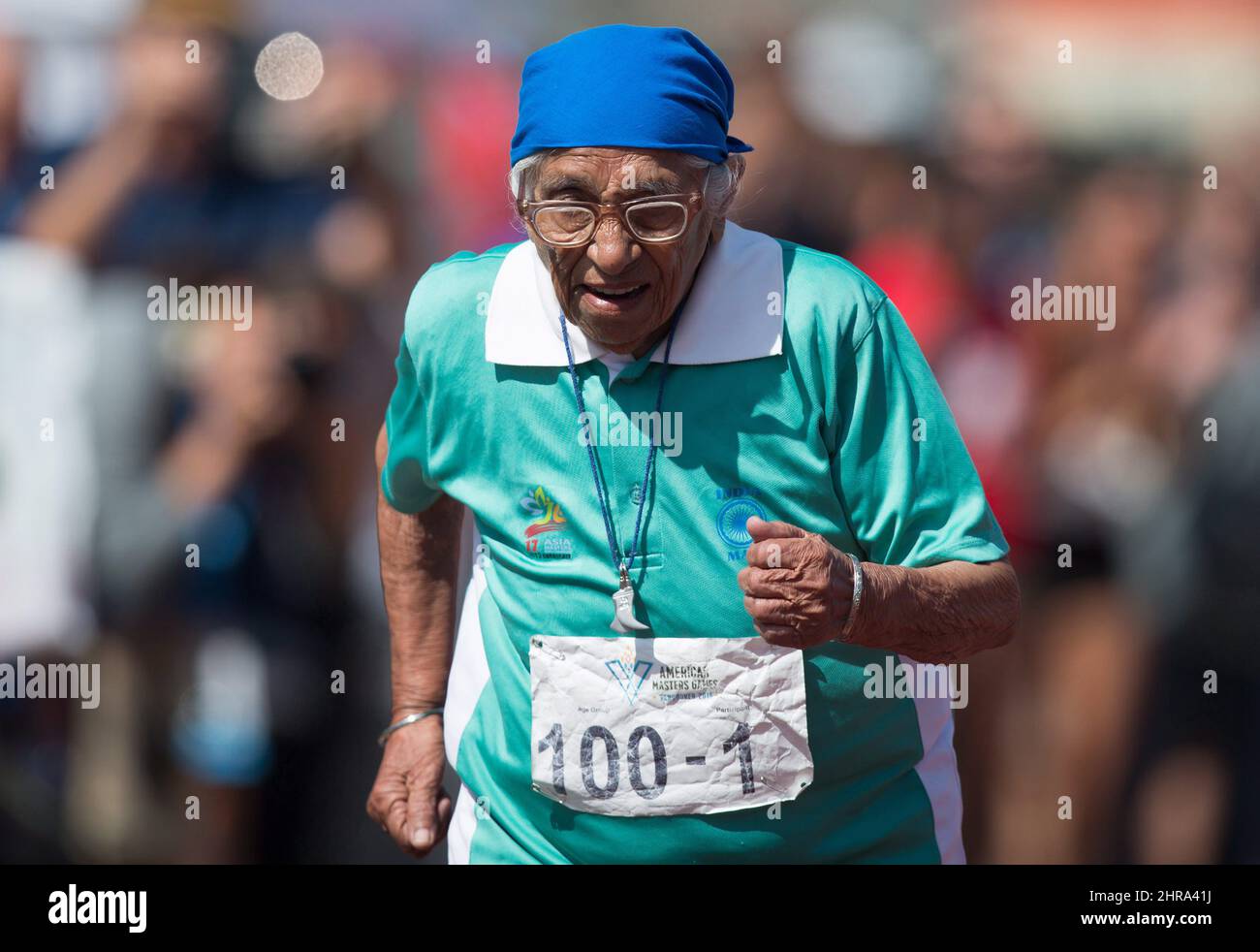 Man Kaur, 100, of India, competes in the 100-metre track and field ...