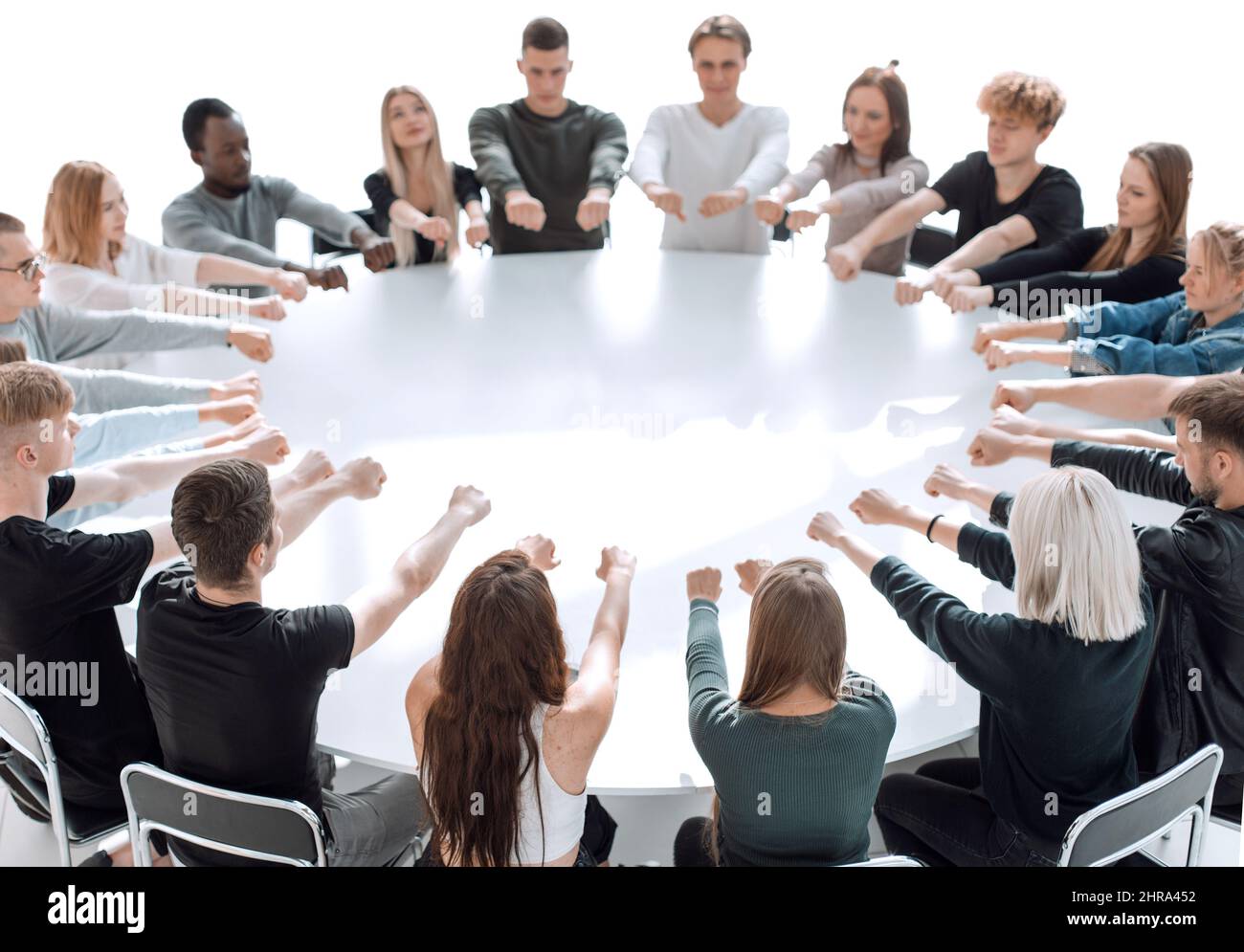 group of young people in a teambuilding class Stock Photo - Alamy