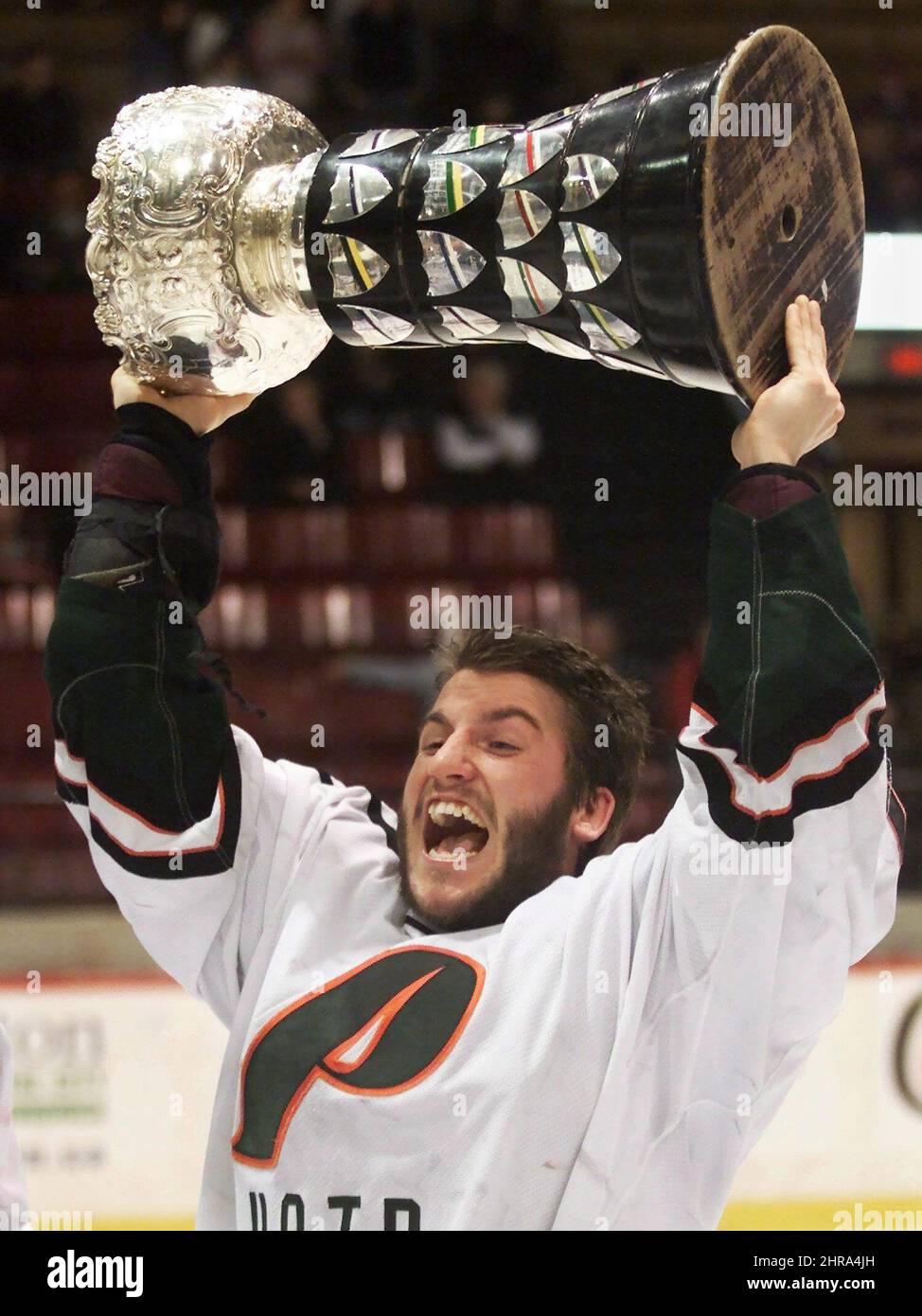 FILE - Quebec Trois-Rivieres Patriotes' Roberto "Bob" Bissonnette lifts ...
