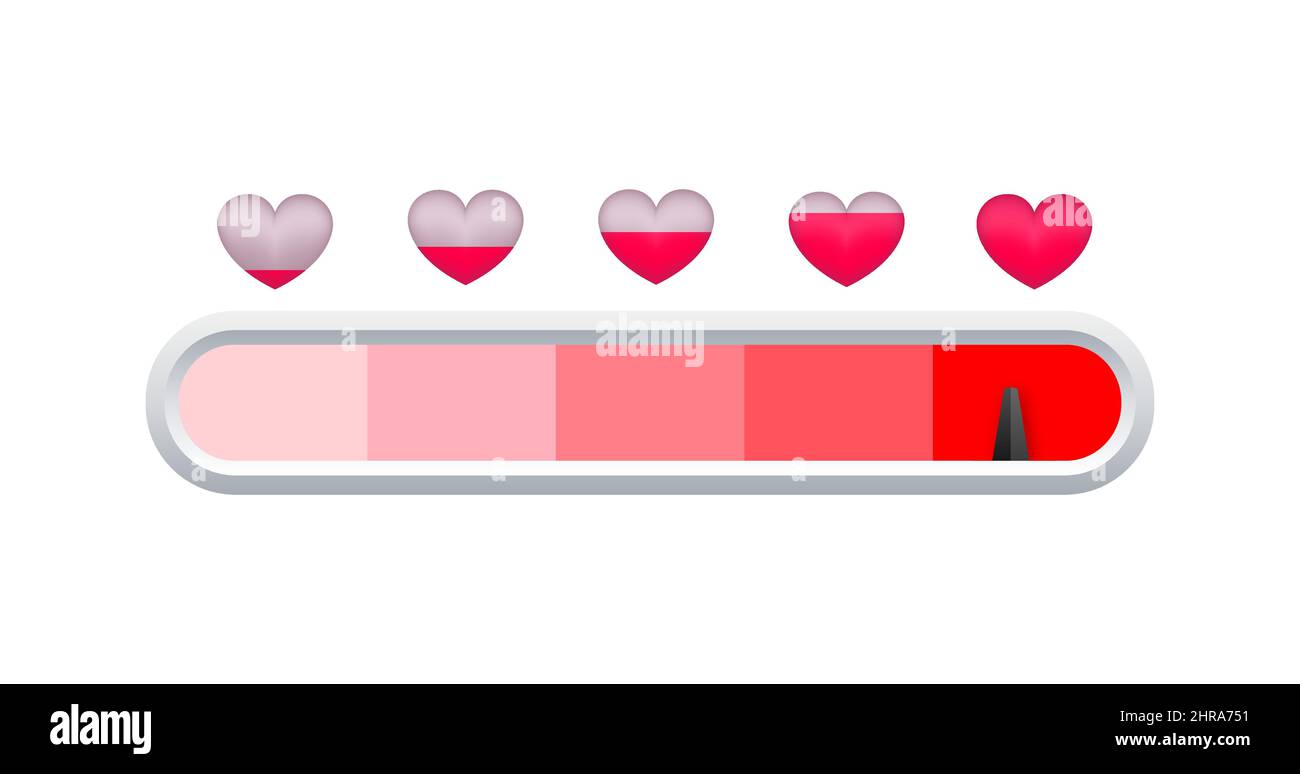 Love meter, heart indicator. Valentines day concept. High speed. Vector ...