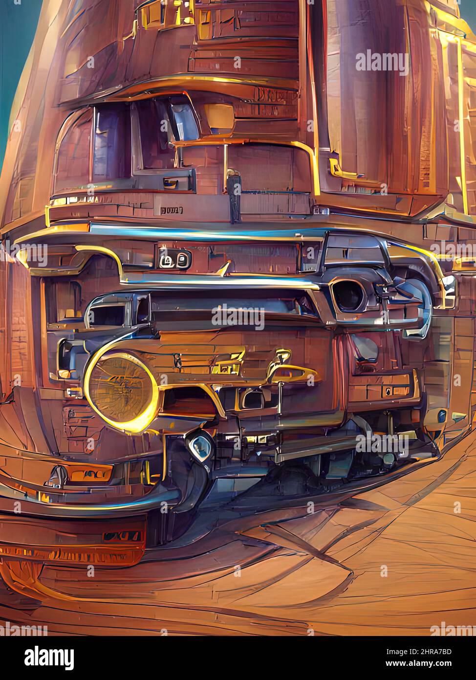 Beautiful colored drawing of steampunk machines Stock Photo - Alamy