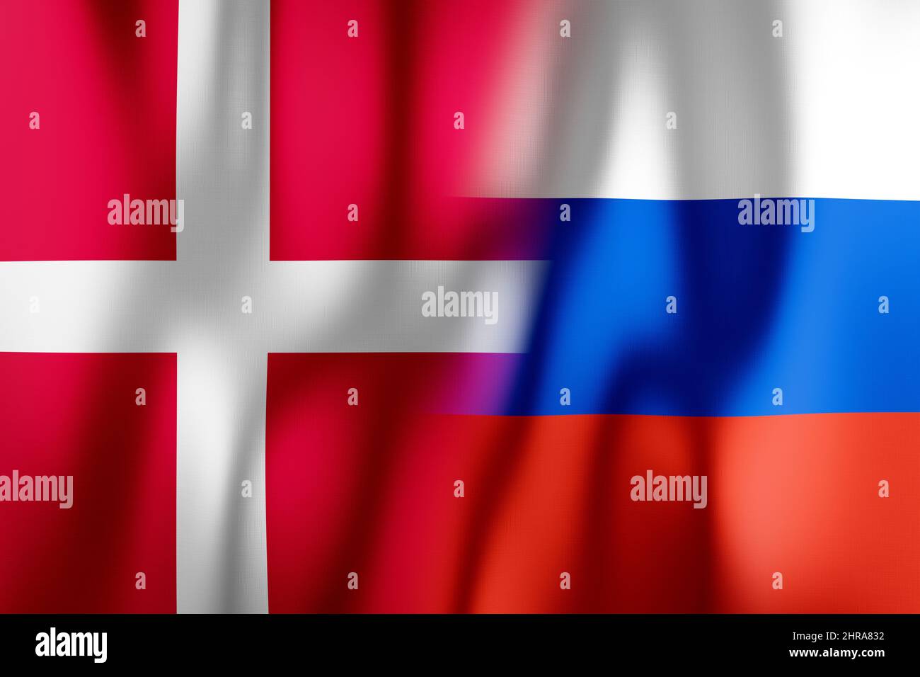 Flags of Denmark and Russia - 3D illustration Stock Photo - Alamy