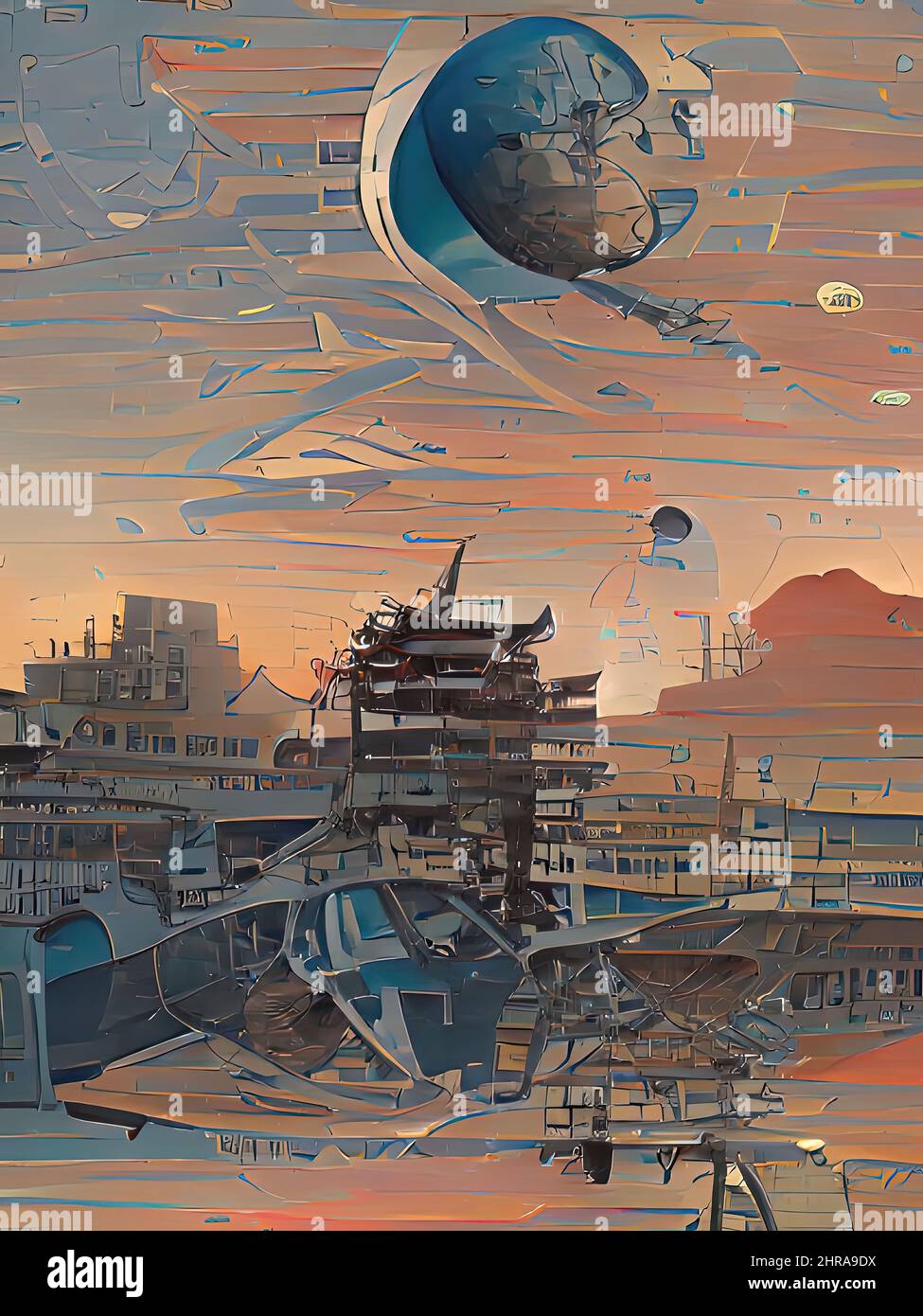 Abstract digital drawing of a city with bright colors Stock Photo - Alamy