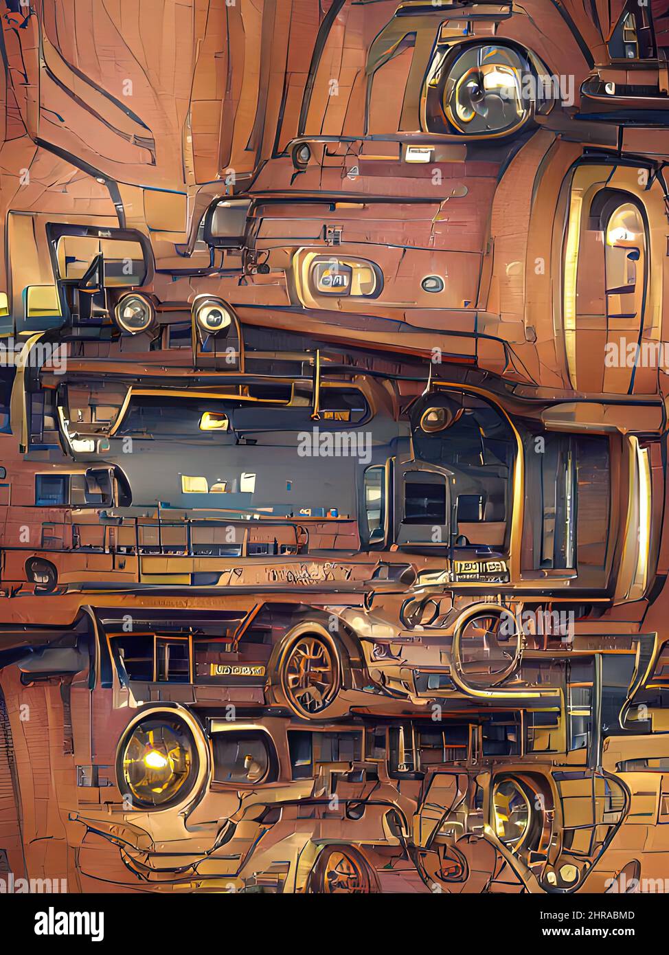 Beautiful colored drawing of steampunk machines Stock Photo - Alamy