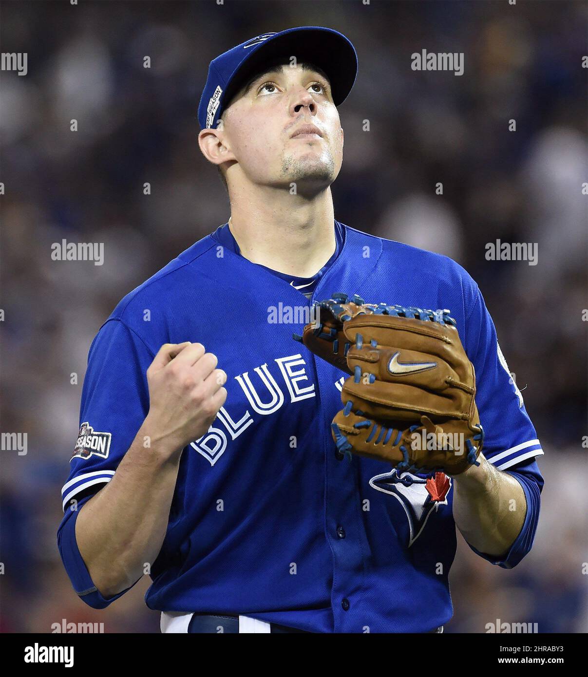 Toronto Blue Jays starting pitcher Aaron Sanchez walks back to the ...