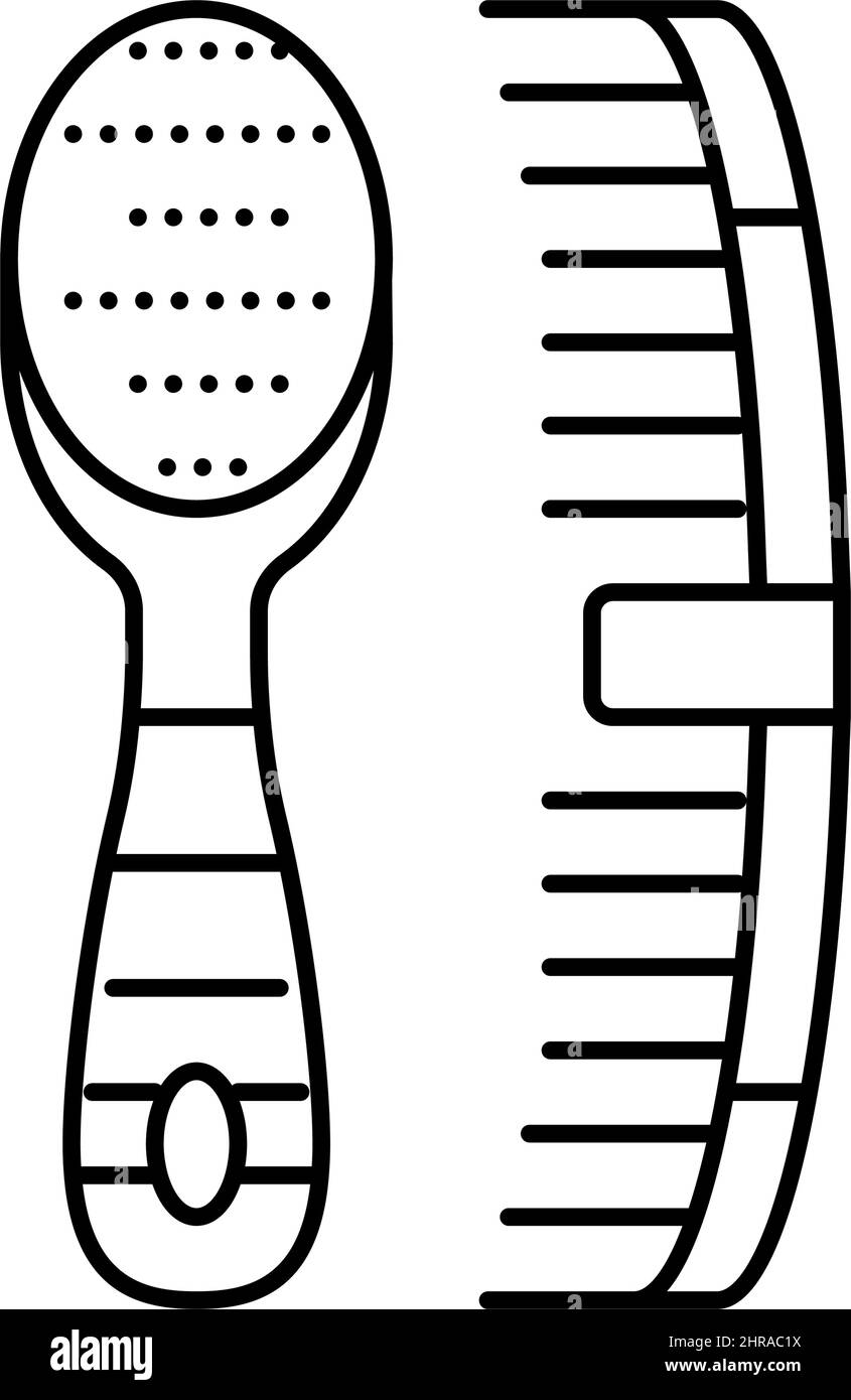 comb and brush accessories line icon vector illustration Stock Vector ...