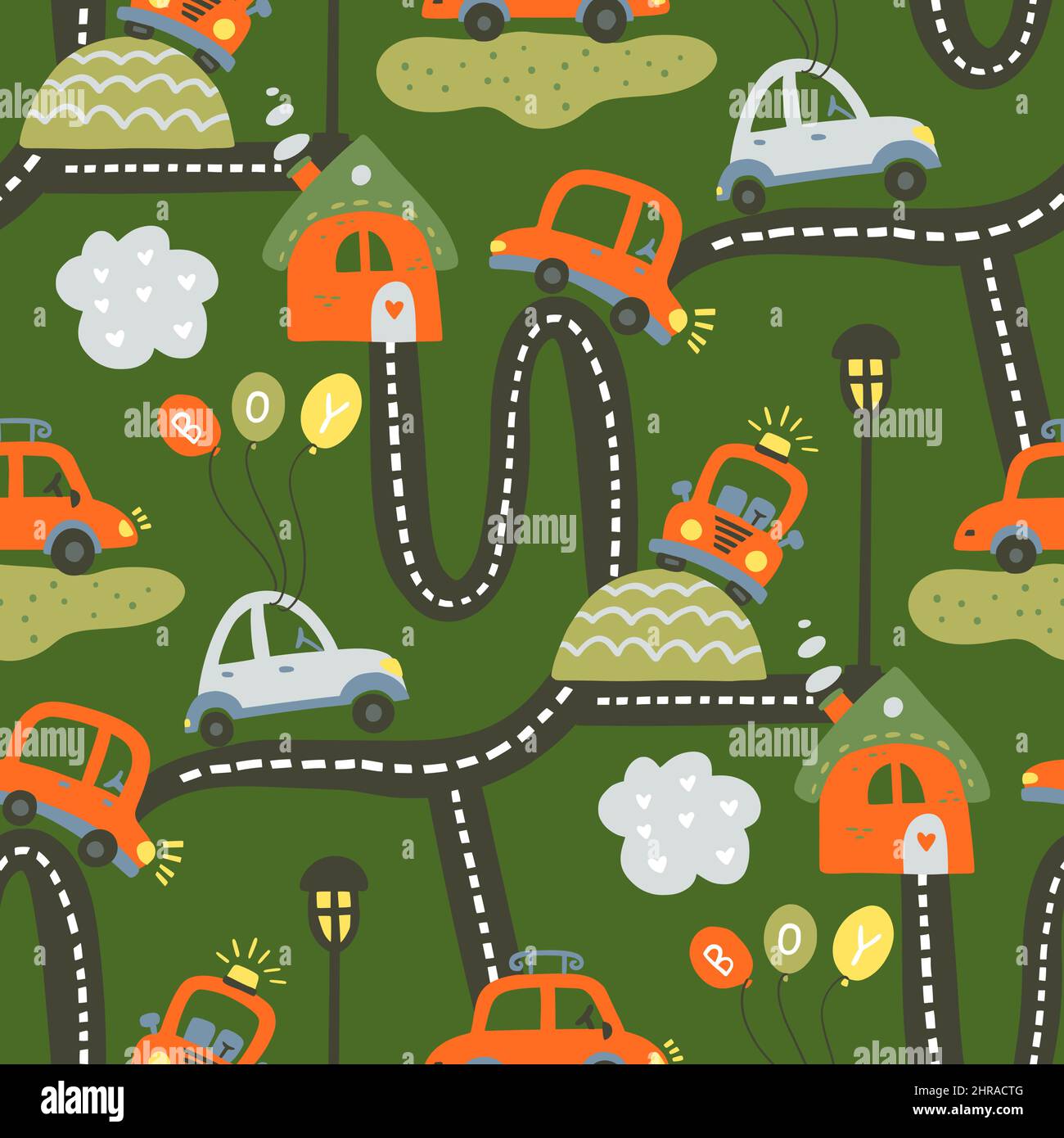Cute cartoon car seamless pattern - baby boy background Stock Vector ...