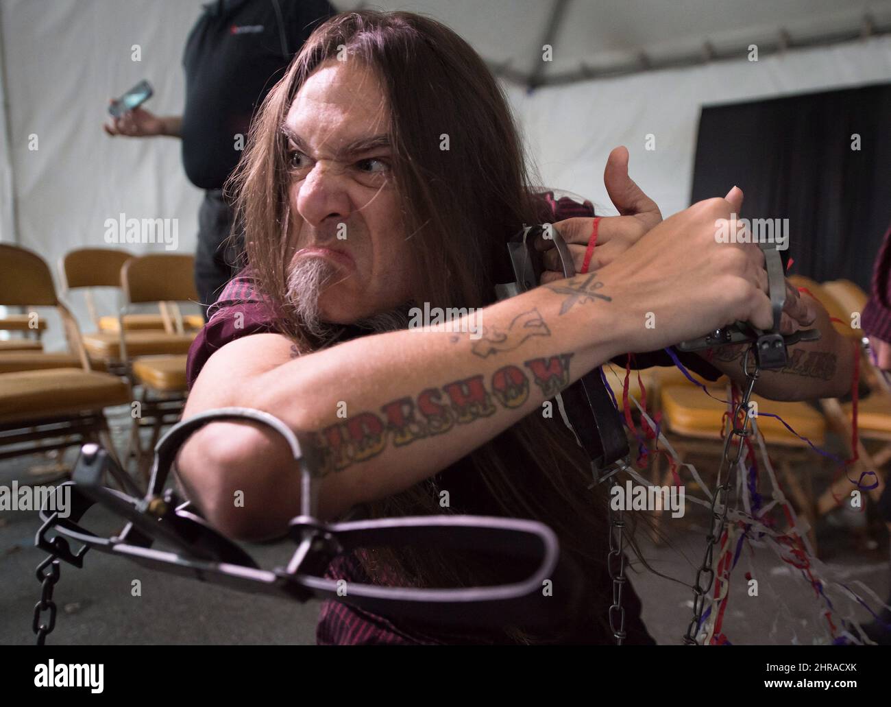 "Sweet Pepper," of the sideshow duo The Monsters of Schlock, poses for ...