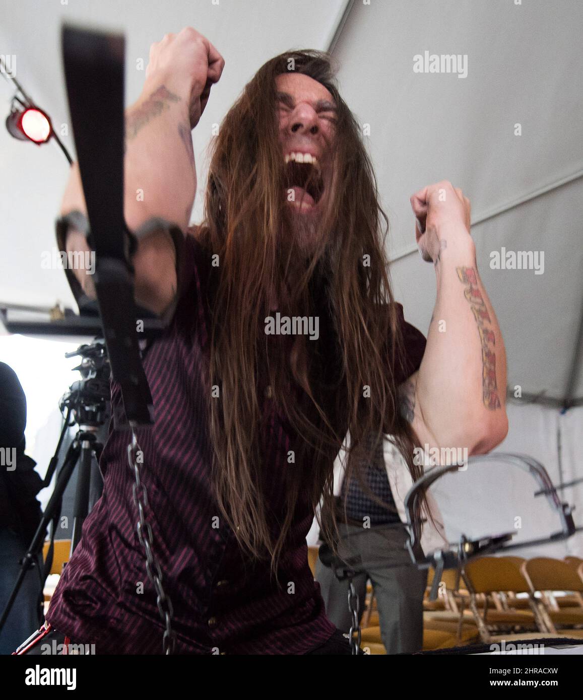 "Sweet Pepper," of the sideshow duo The Monsters of Schlock, reacts as ...