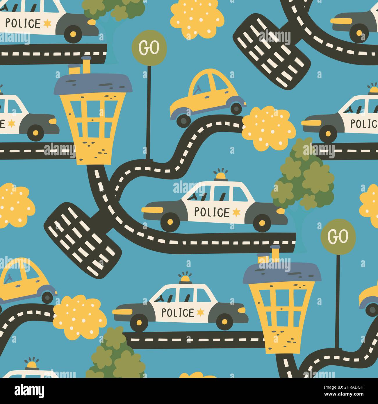 Cute cartoon car seamless pattern - baby boy background Stock Vector ...
