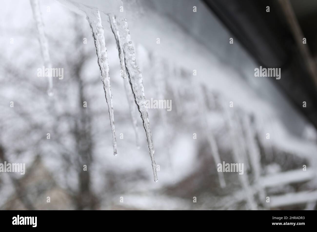 Icicles from a house in a residential area on Wednesday Stock Photo - Alamy