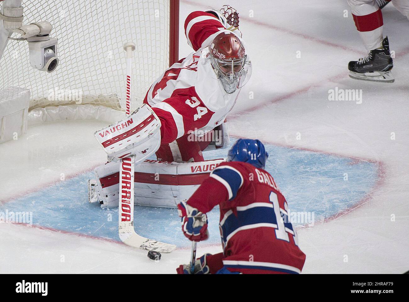 Detroit Red Wings goaltender Petr Mrazek makes a save against Montreal ...