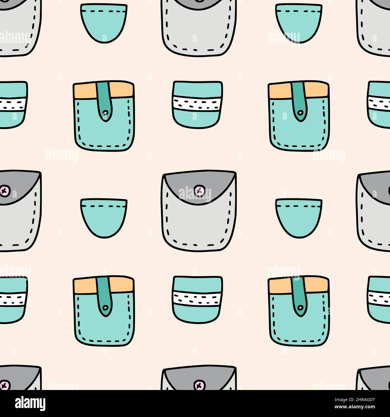 Cartoon pocket fabric sewing texture seamless pattern Stock Vector ...