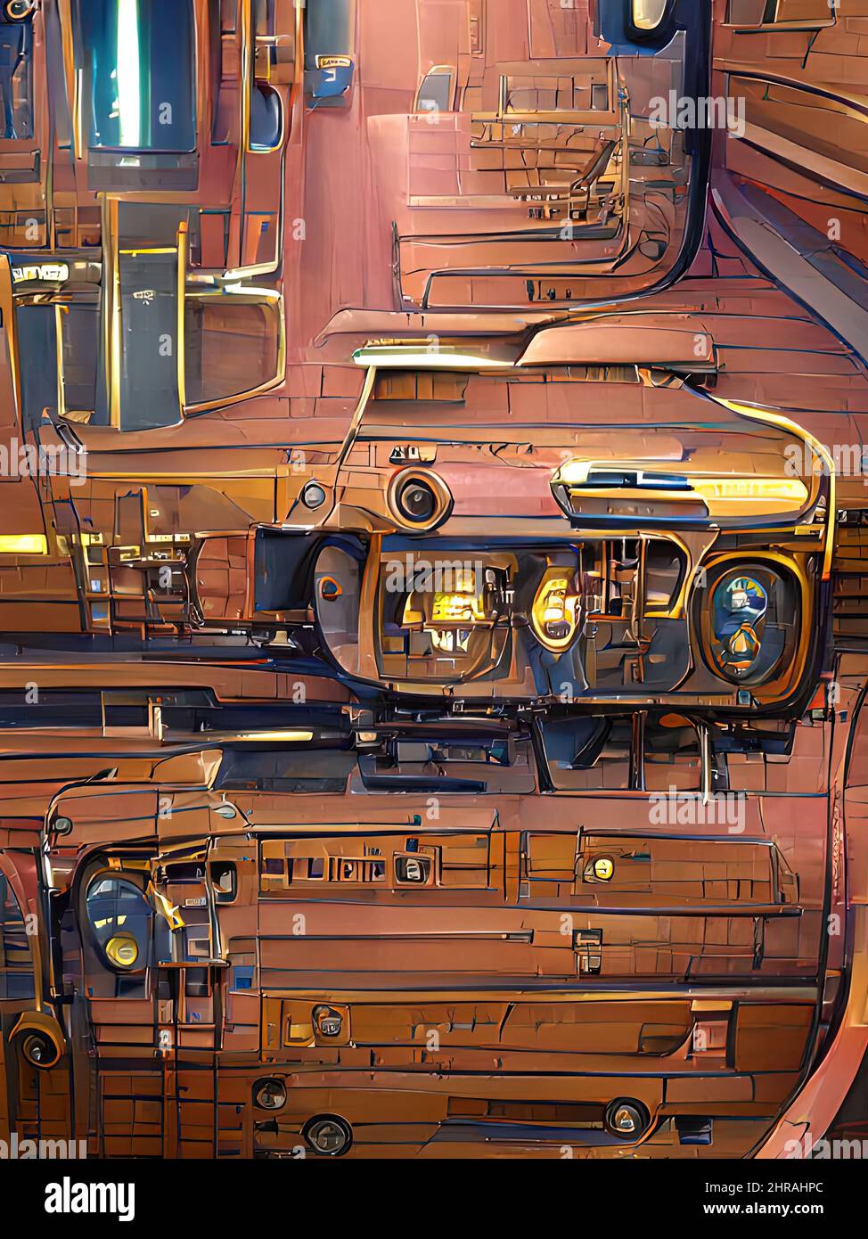 Beautiful colored drawing of steampunk machines Stock Photo - Alamy