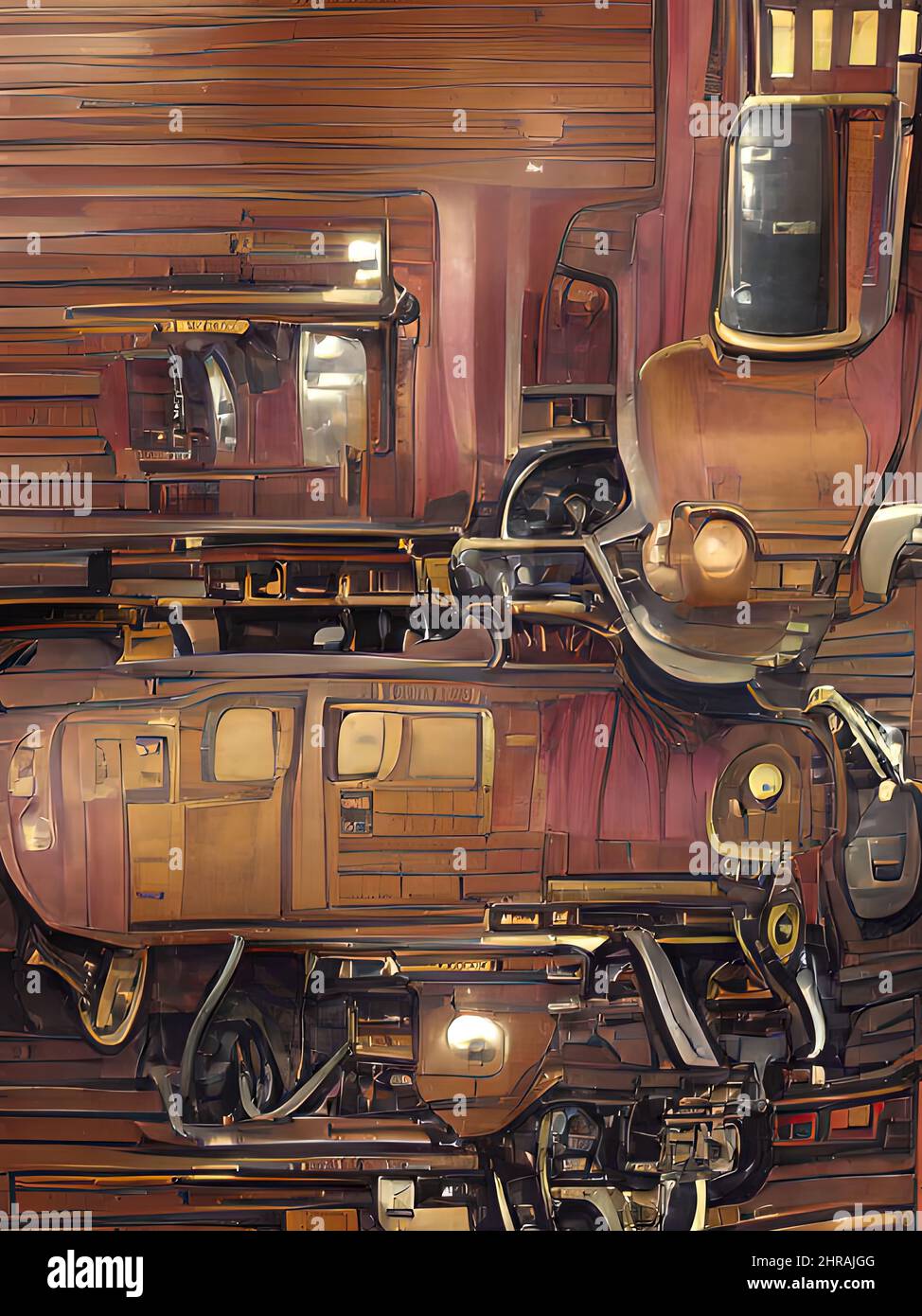 Beautiful colored drawing of steampunk machines Stock Photo - Alamy