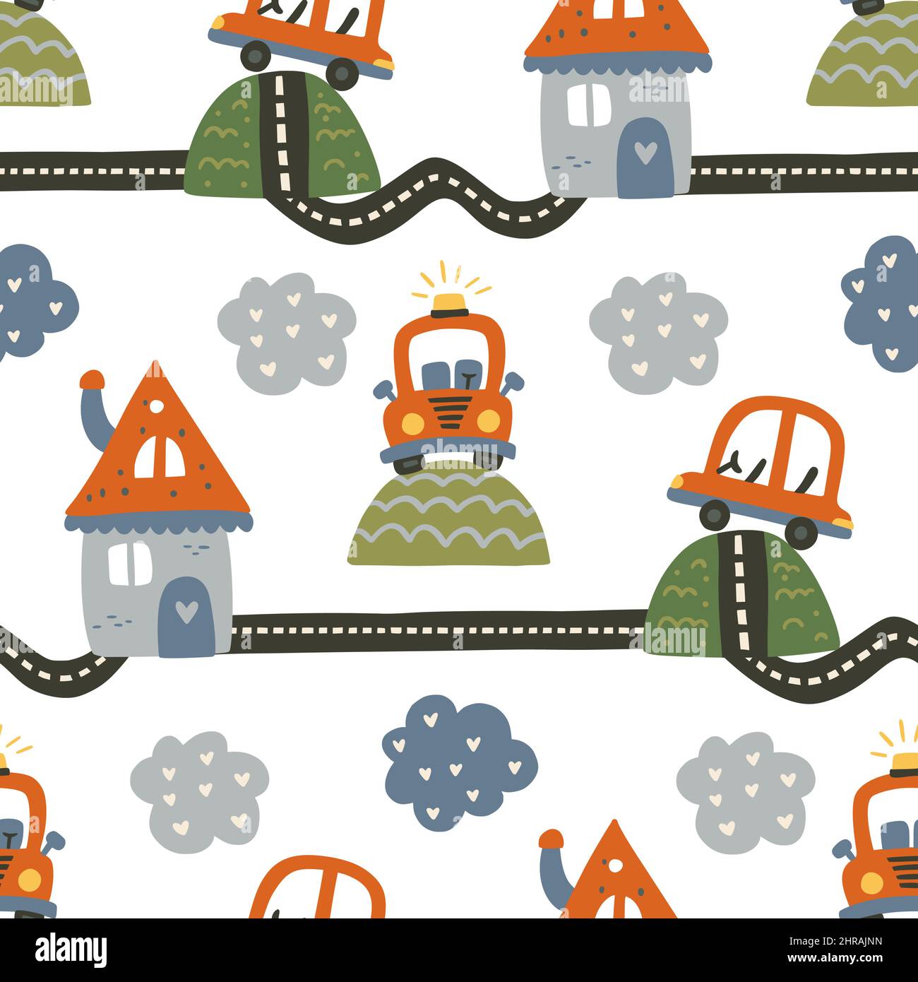 Cute cartoon car seamless pattern - baby boy background Stock Vector ...