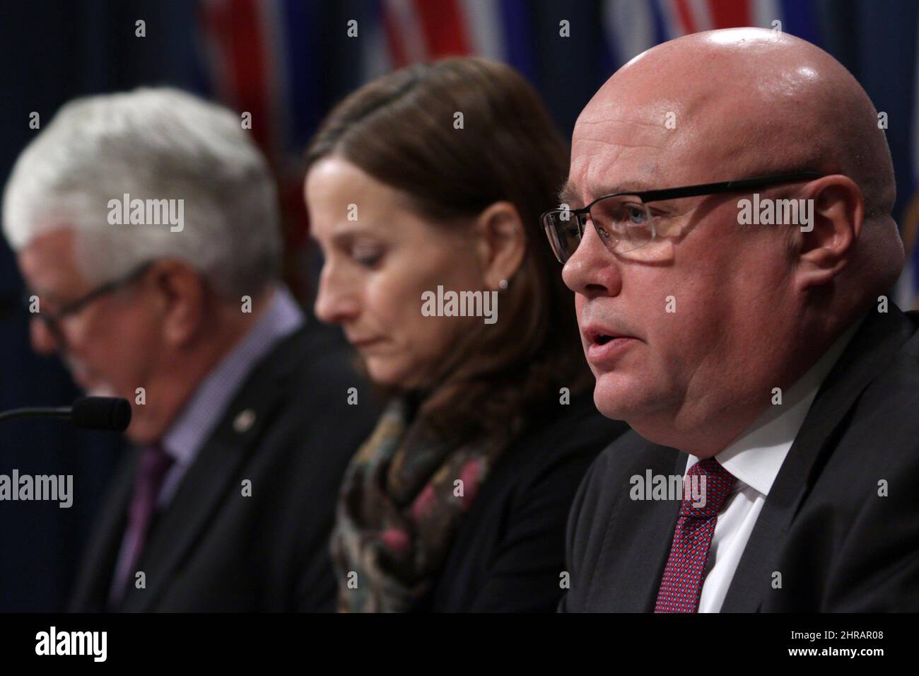Director of police services Clayton Pecknold speaks with provincial ...