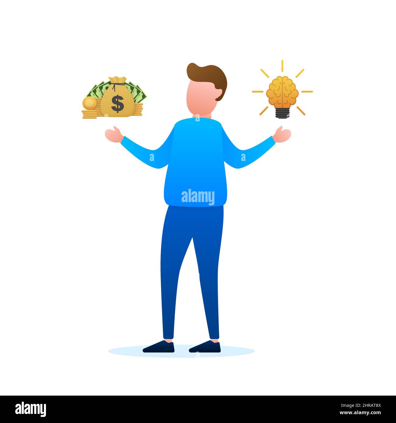 Man choosing between two options idea and money. Vector stock ...
