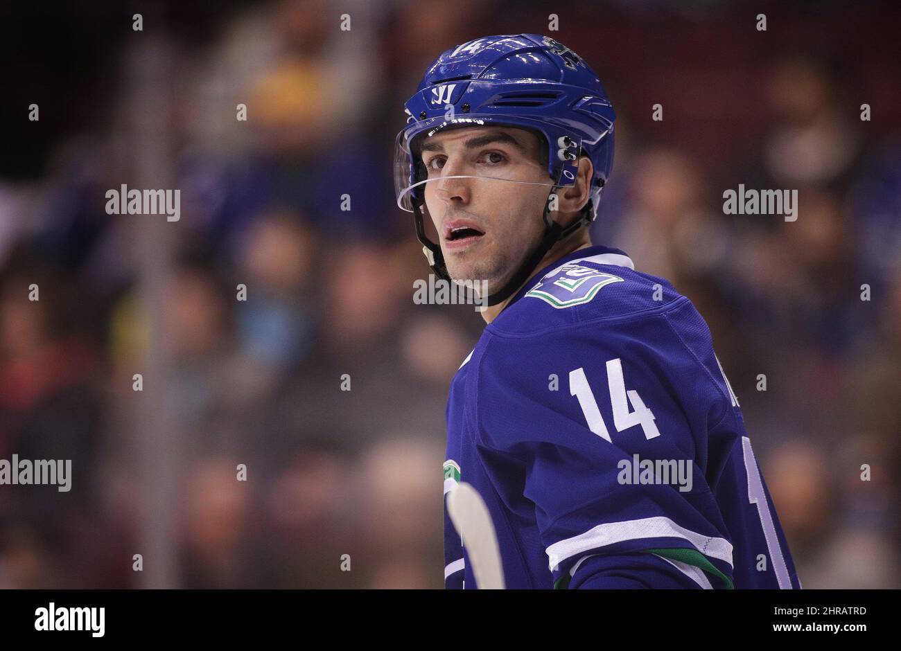Vancouver Canucks' Alexandre Burrows (14) skates during his 800th NHL ...