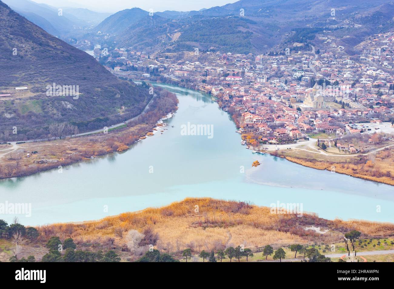 Confluence of the Mtkvari and Aragvi rivers, Jvari Monastery, Georgia ...
